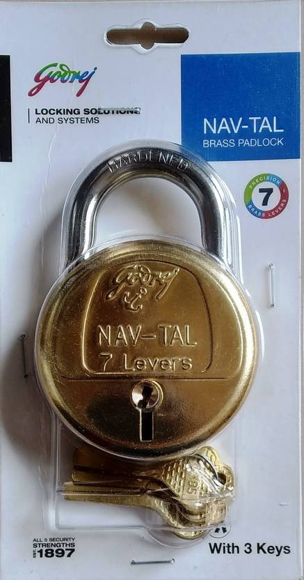 Godrej Nav-Tal Brass - 7 Lever - (65mm) - 3 Keys - Padlock - Buy Godrej ...
