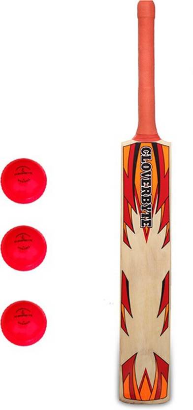 CLOVERBYTE Blast Wooden Cricket Full Size Bat With 3 Piece Of Wind Ball ...
