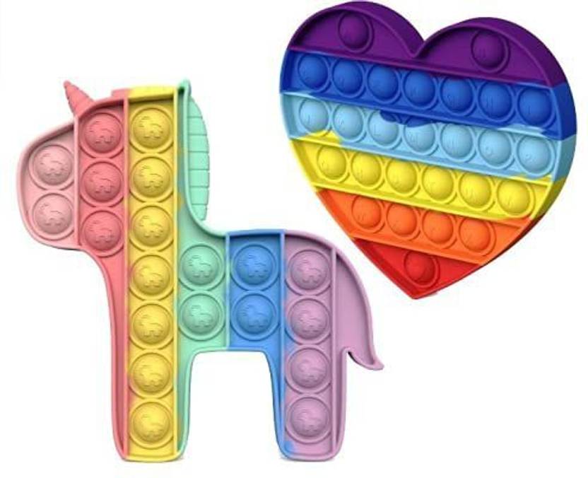 Ladila Popit Toys Fidgets for Kids Adults (Pack of 2) (Heart, Horse ...