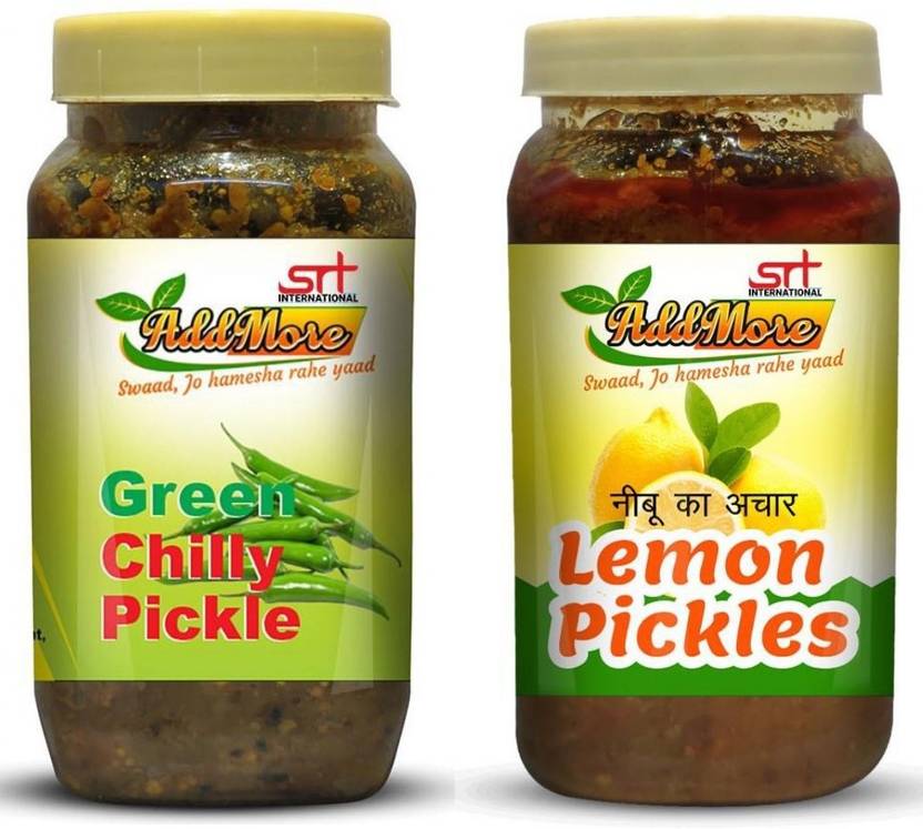 SRT International Combo Of Lemon & Green Chilli Pickle 500g Each| Nimbu ...