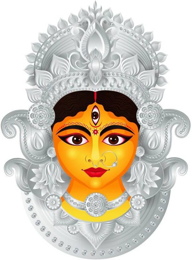 Crown Decals 48 cm Maa durga pvc vinyl decorative wall sticker for wall ...