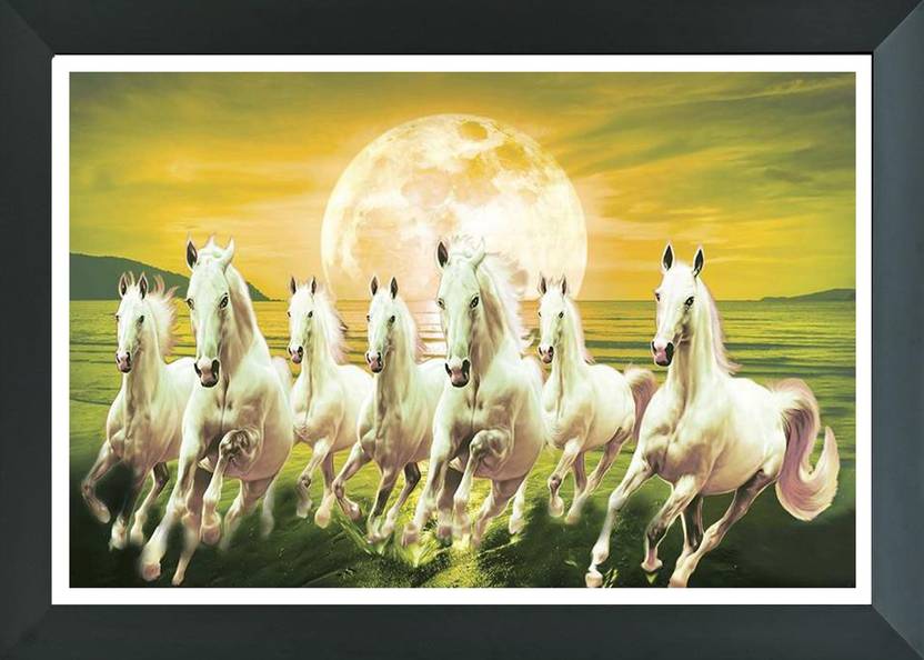 FRIZZY ARTS seven horse lucky paintings| vastu photo frames | seven ...