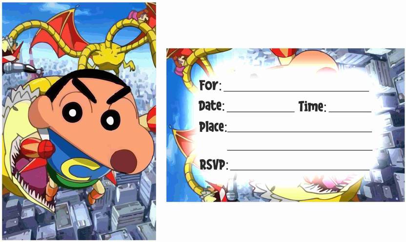 Balloonistics Shinchan Theme Invitations Cards with Envelopes for ...