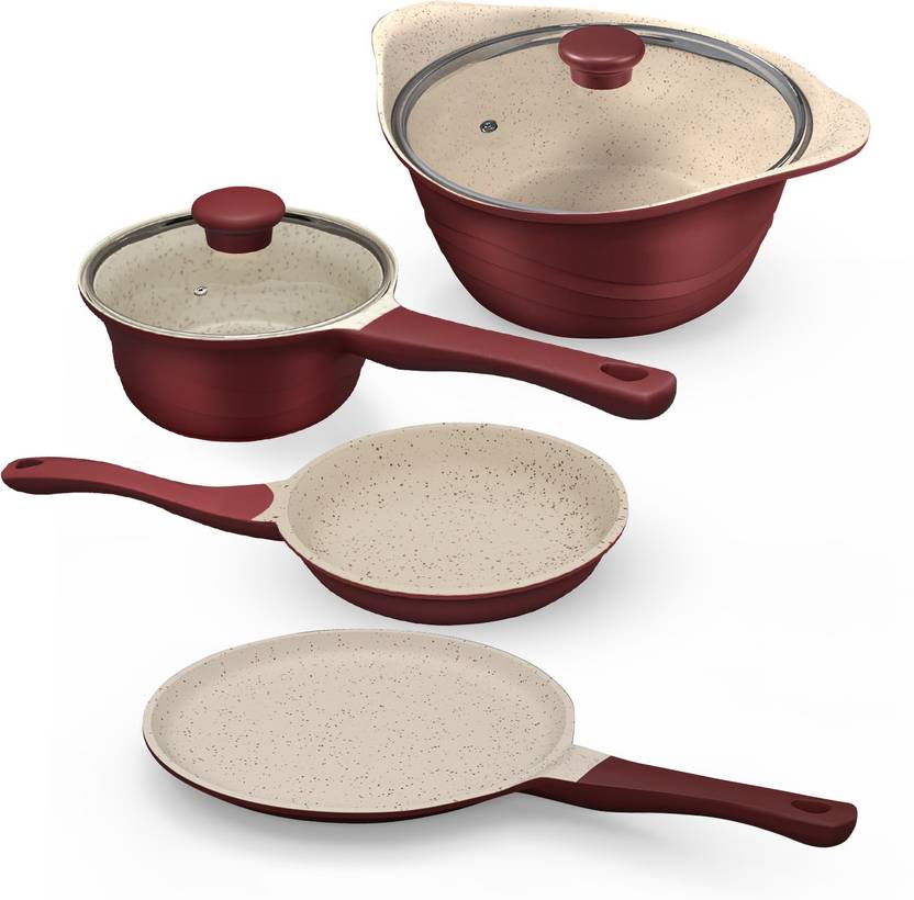 IMPEX RUBY 6PCS Aluminium Diecast Nonstick Tawa pan, Fry pan, Milk pan ...