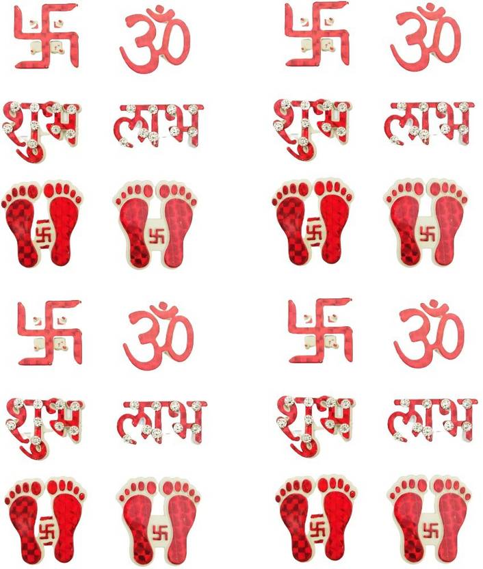 DIVINARY Subh Labh,Laxmi Charan,Mini Om,Swastik Diwali Stickers Small ...
