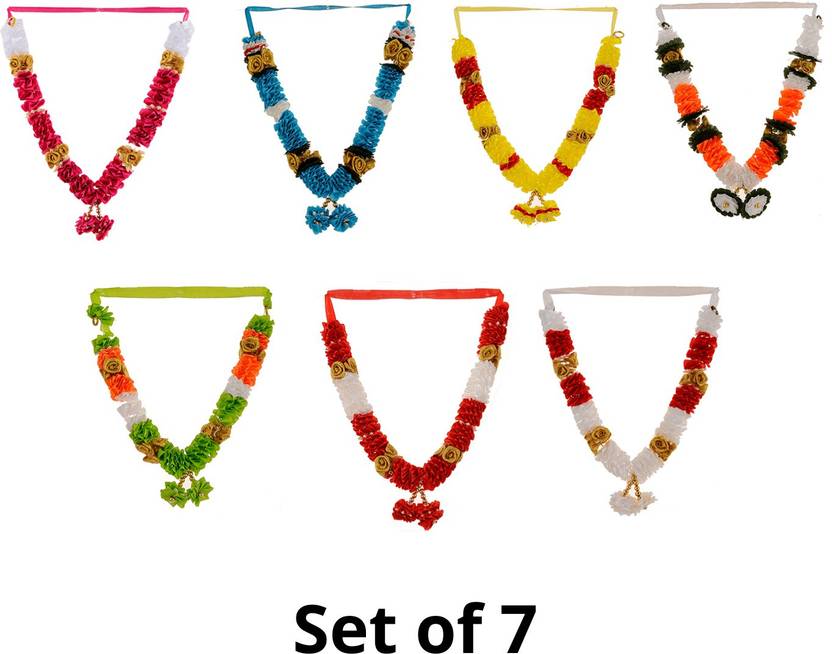 Pray Everyday Pushp Mala (Set of 7) | Artificial Mala |Mala for Temple ...