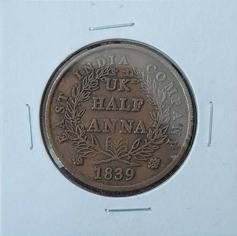 imperialshop Rare Issue 1839 UK Half Anna Hanuman Ji East India Company ...