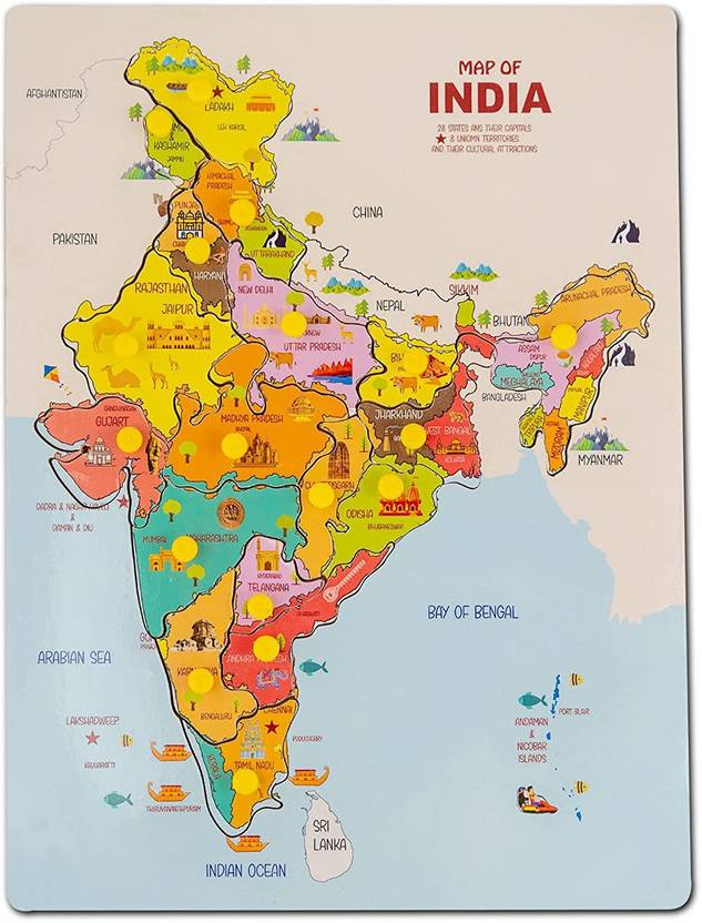 BALAK CREATIONS Indian Political Map Puzzle, States of India with ...