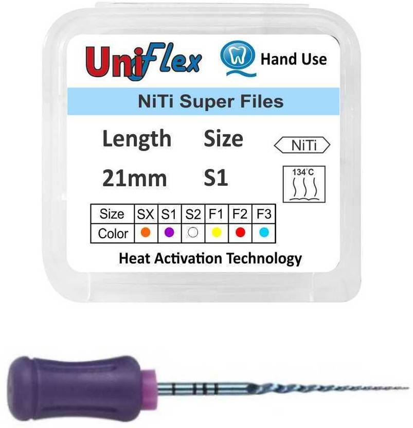 Uniflex Hand Protaper S1 21mm NiTi Blue Super Files Heat Activation ...