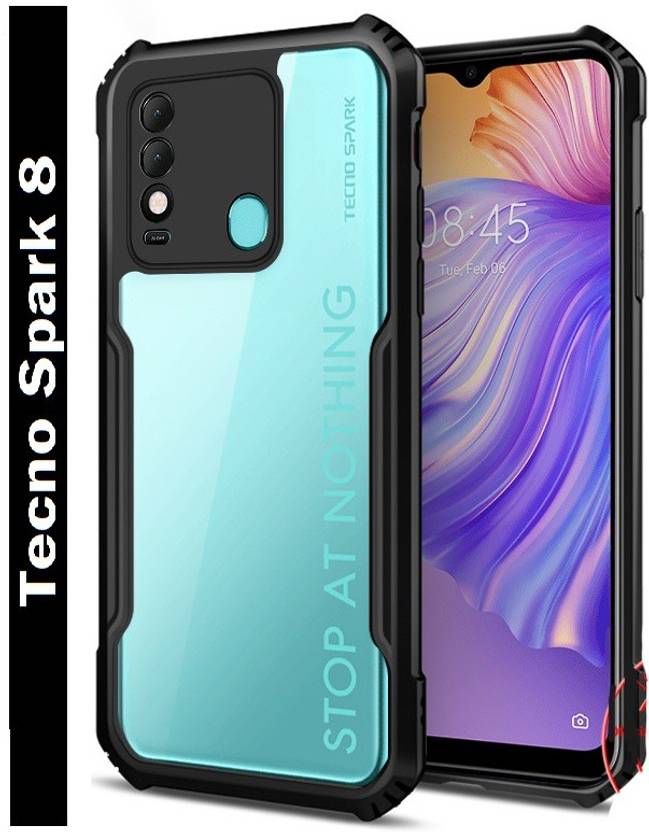 VAPRIF Back Cover for Tecno Spark 8, Transparent Hybrid Hard PC Back ...