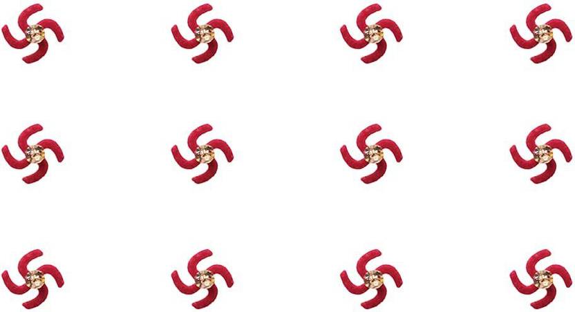 Comet Busters Red Swastik Design Bindis With Stone (9mm) (BV1138 ...