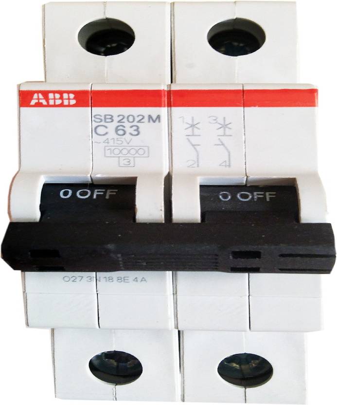 ABB 63A Double pole C Curve MCB - 10kA (SB202 M-C63) 63A Double pole C Curve MCB - 10kA (SB202 M ...