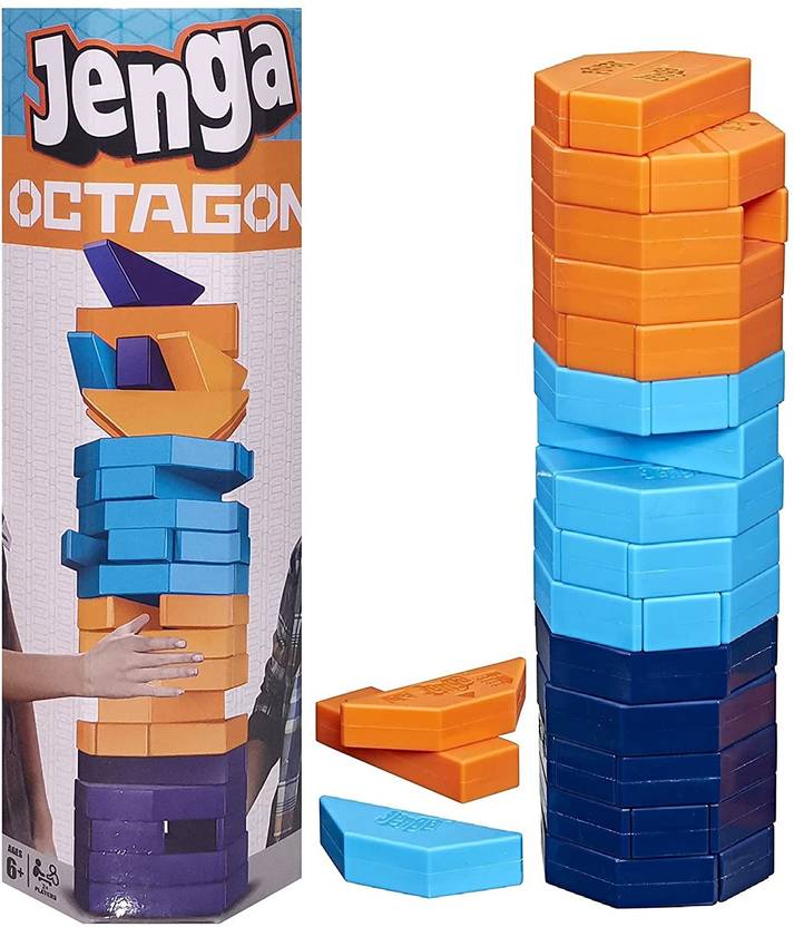 Pink & green Octagon Jenga Educational Board Games For Fun And Party ...
