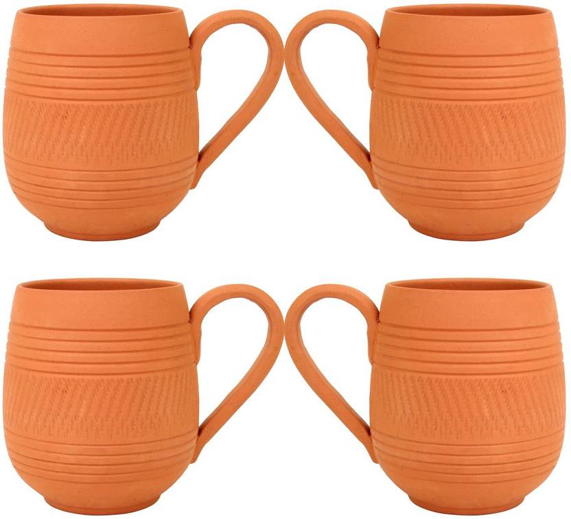 Handcrafted Earthen Non Glazed Pure Mitti Clay Coffee Set Of 4