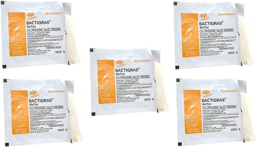 SMITH&NEPHEW Bactigras Chlorhexidine Antiseptic Sterile Gauze Dressing ...