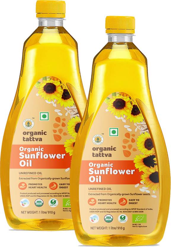 Organic Tattva Organic Sunflower (Unrefined) Oil 2 Litre Bottle | for ...
