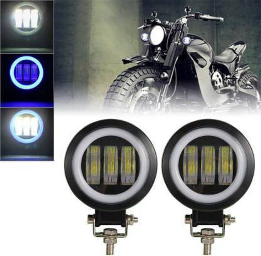 auto trends Round White &BLUE Fog Light with Blue Halo Angel Eye Ring ...