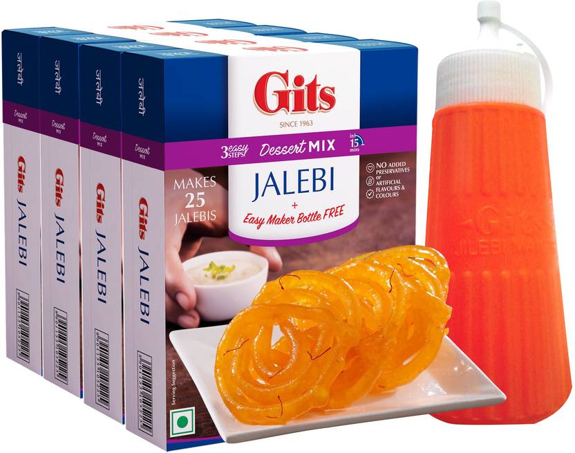 Gits Jalebi Dessert Mix, with Easy Maker Bottle, Traditional Indian ...