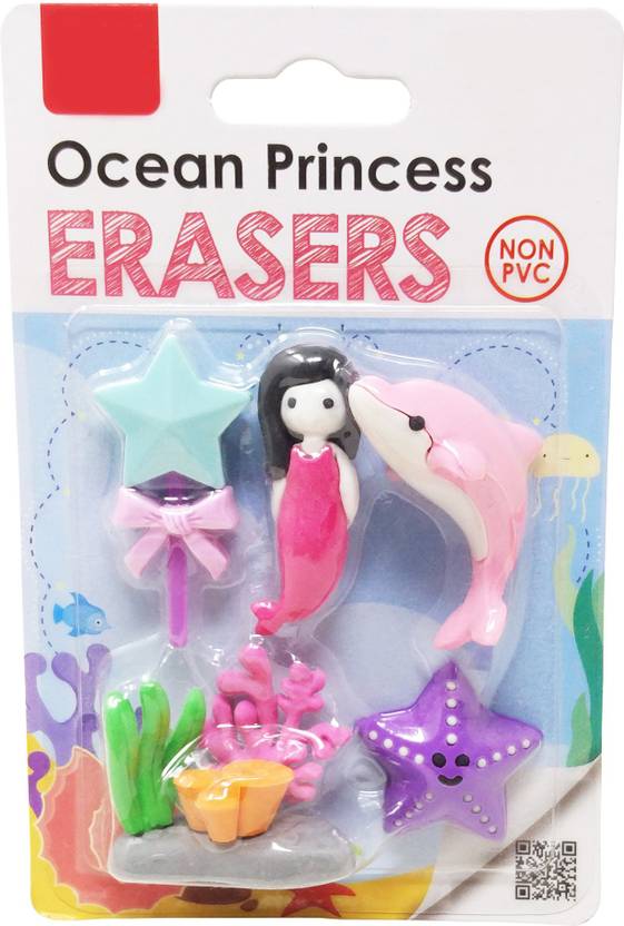Flipkart.com | Parteet Set of 5 Mermaid Erasers for Kids Non-Toxic Eraser