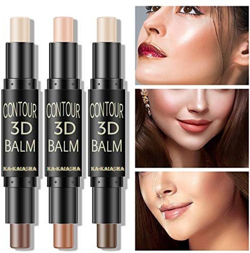 KA-KAIASHA 3D BALM CONTOUR HIGHLIGHTER CONCEALER STICK COMBO OF 3 ...