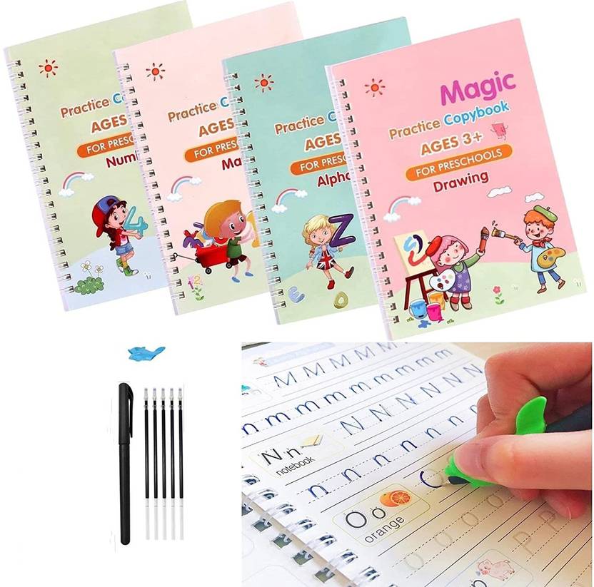 MARCRAZY 4 PCS Sank Magic Practice Copybook for Kids,Magic Calligraphy ...