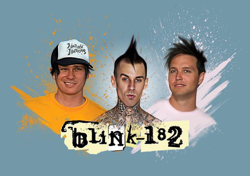 Blink-182, blink one eighty two, an American rock band, Mark Hoppus, Travis Barker, Matt Skiba ...