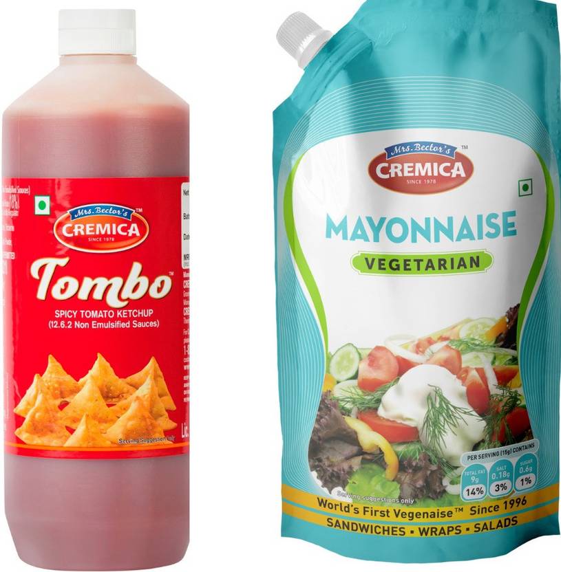 CREMICA TOMBO (TOMATO SAUCE) 1200 GM & VEG MAYONNAISE 875 GM (PACK OF 2 ...