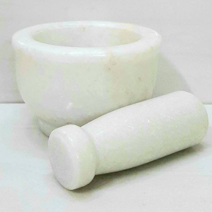 Chitrakshi White Marble Imam Dasta/Mortar and Pestle Set/Ohkli Musal ...