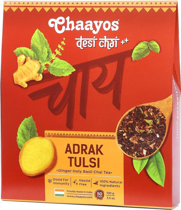 Chaayos Premium Adrak Tulsi Chai Patti - Immunity Booster (Ginger ...