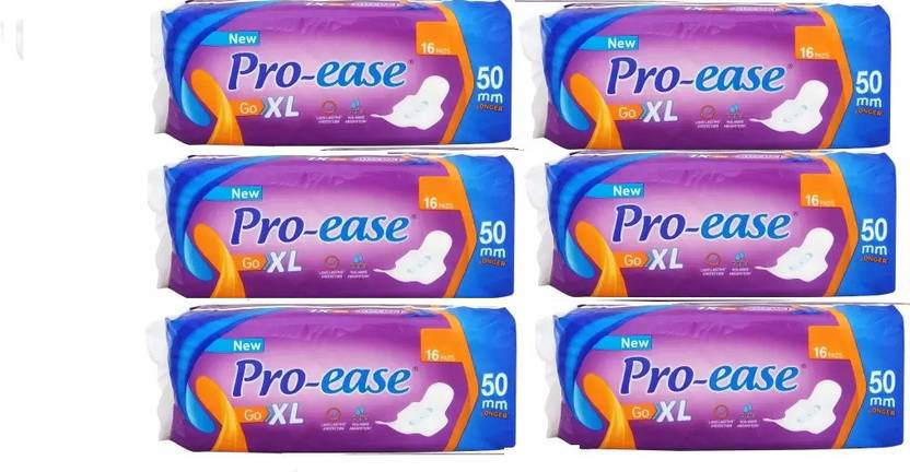 Pro-ease Sanitary pads pack of 16 * 6 = 96 pads Sanitary Pad | Buy ...