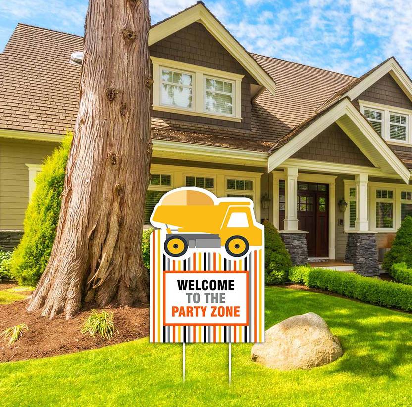 Theme My Party construction birthday cut out for vinyl with sunboard ...