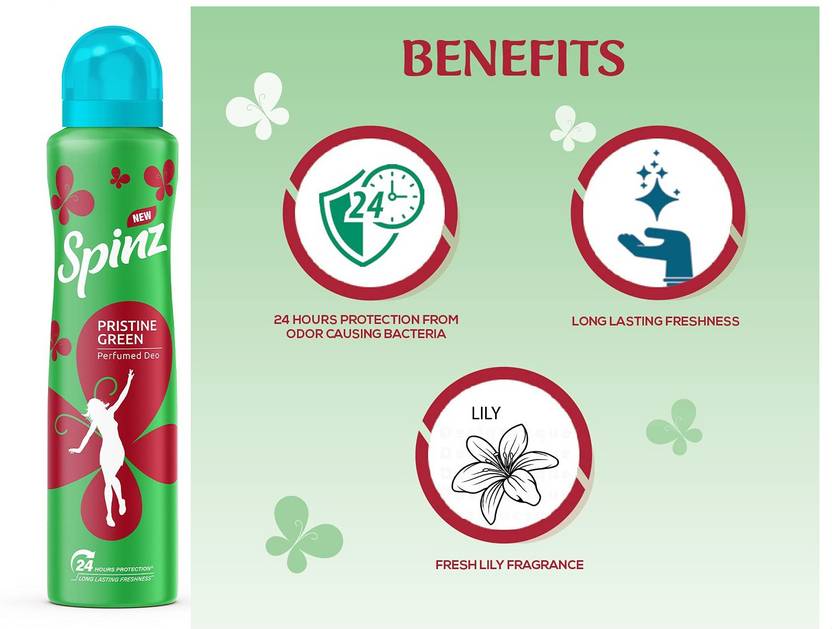 Spinz PERFUMED DEO PRISTINE GREEN EACH 200ML P|1 Deodorant Spray - For ...