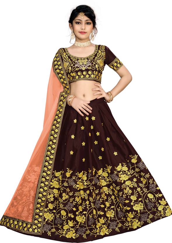 Crinkle Girls Lehenga Choli Ethnic Wear Embroidered Lehenga, Choli and ...