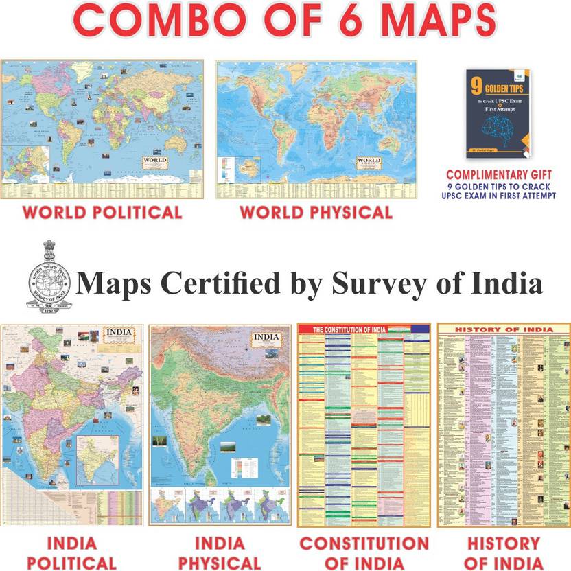 MAPS FOR UPSC (PACK OF 6 MAPS/CHAR) COMPLIMENTARY GIFT | INDIAN ...