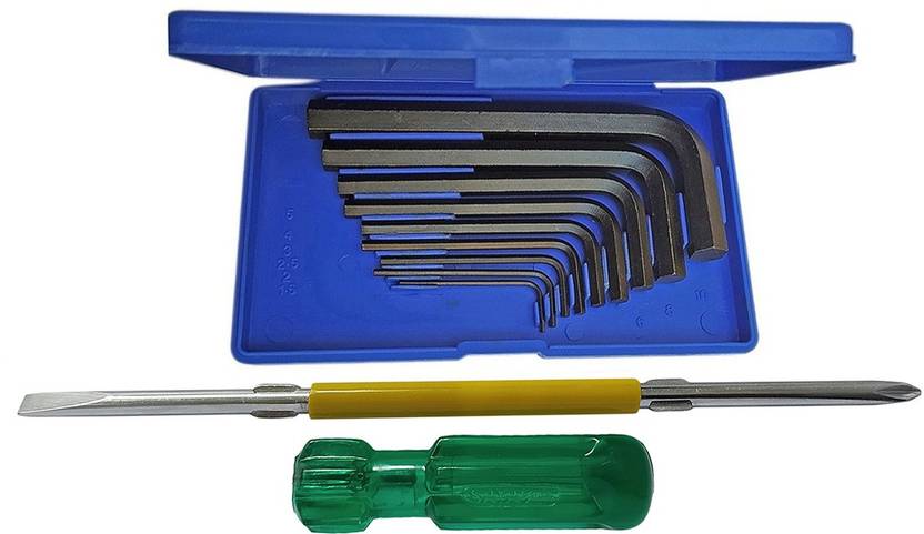 DUMDAAR Heavy duty 2in1 Screwdriver and 9pc Hex Allen key set Hand Tool ...