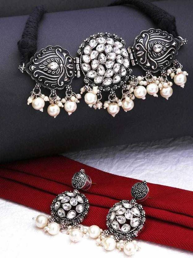 Aadya Alley Alloy White Jewellery Set Price in India - Buy Aadya Alley ...