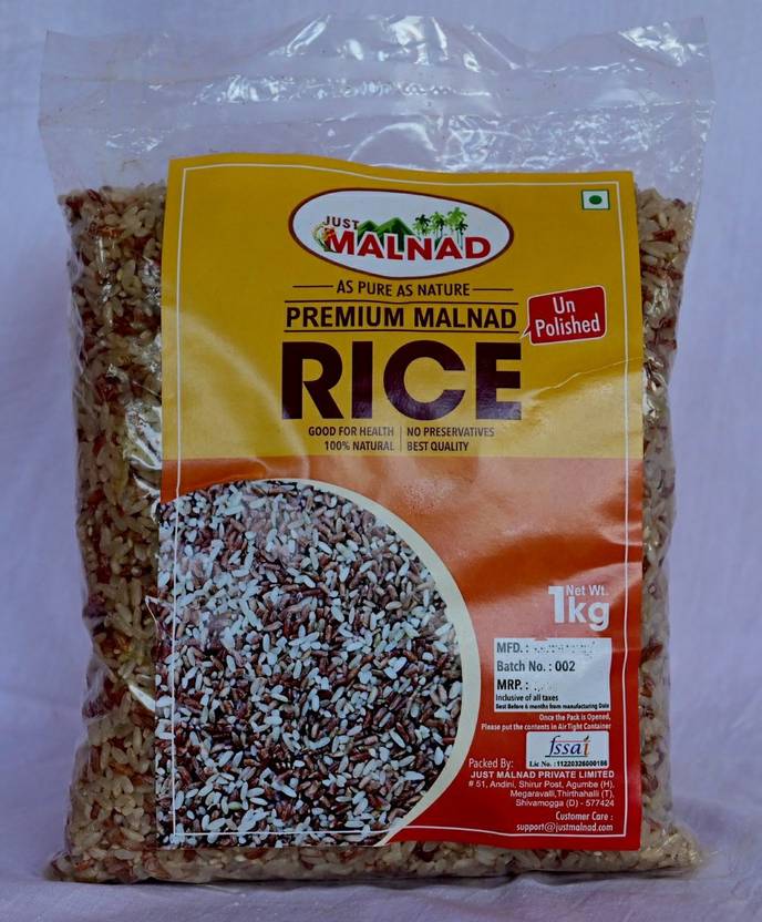 JUST MALNAD PREMIUM UNPOLISHED RICE Red Raw Rice (Full Grain ...