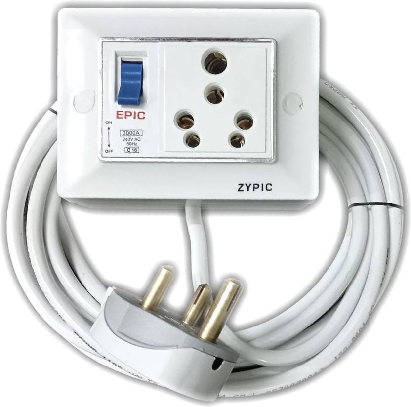 Zypic Electric Extension Board - 16A SOCKET WITH 16A MCB with 5 meter ...