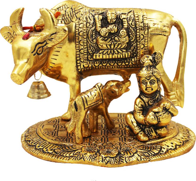 INFINITIVE BAZAAR Kamdhenu Cow,calf with Bal Gopal Statue for Good Luck ...
