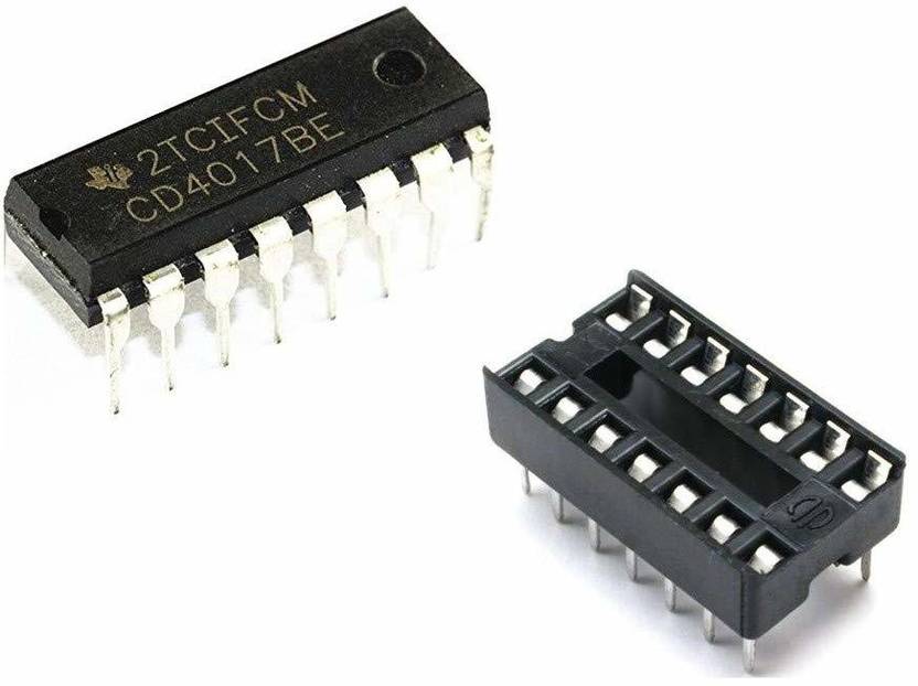 CKE CD 4017BE DECADE COUNTER DIVIDER IC DIP -16 WITH IC BASE (PACK OF 5 ...
