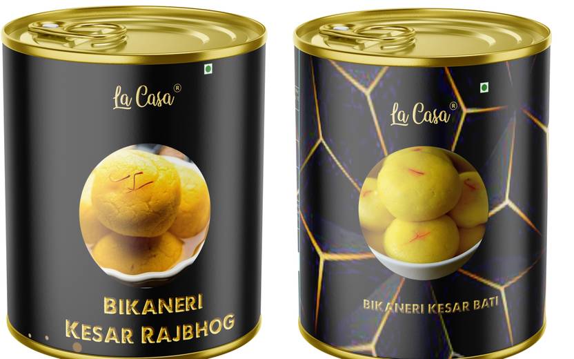 La Casa Bikaneri Kesar Bati 16pcs and Kesar Rajbhog 12pcs | Combo Pack ...