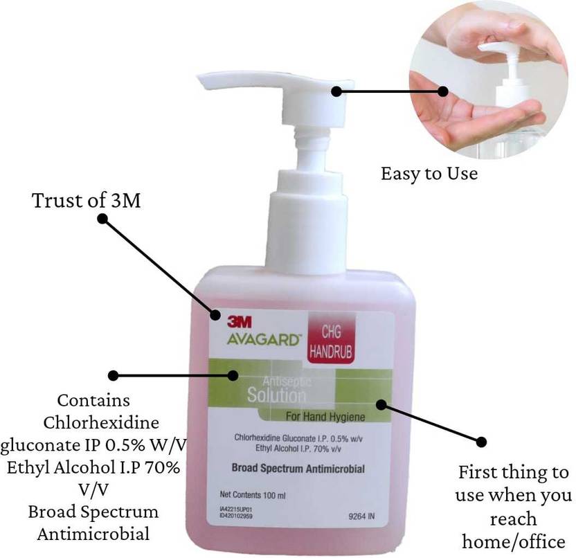 3M Avagard CHG HANDRUB ANTISEPTIC SOLUTION-100ML Hand Rub Bottle ...