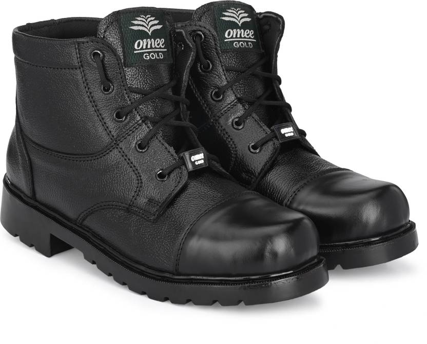 OMEE GOLD Men's Black NCC/Military/Army Genuine Leather Boots Boots For ...