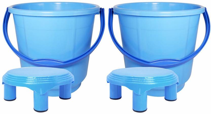 Wonder Plastic Prime Bucket Set, 2 pc Bucket 16 L & Patra, Blue 16 L ...