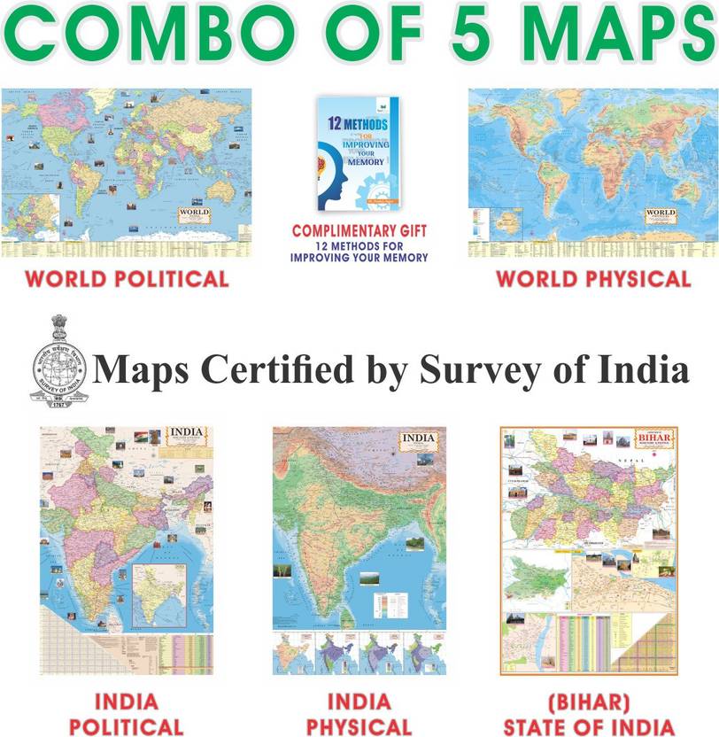 MAPS FOR UPSC (PACK OF 5 MAPS/CHART) BIHAR POLITICAL MAP, COMPLIMENTARY ...