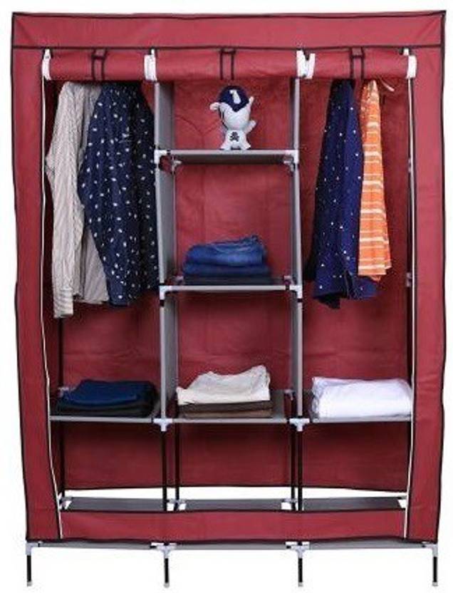 vipash fancy 8 Shelf Foldable wardrobe for cloth Carbon Steel ...