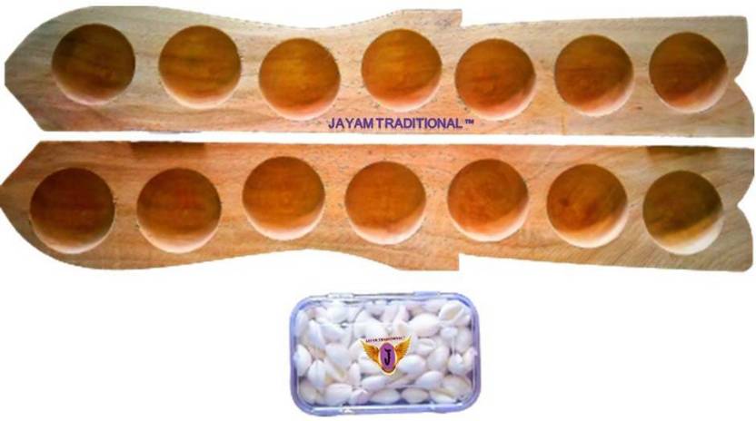 Jayam Traditional Wooden Pallankuzhi with shells and Box Educational ...