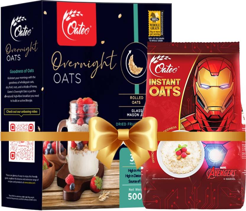 Oateo Overnight Oats 500g + Free Instant Oats 400g With Dry Fruits ...
