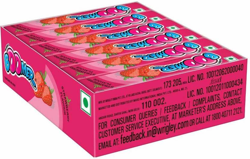 Boomer Chewing Gum | 24 x 18.6g | Classic Strawberry Flavour | Premium ...