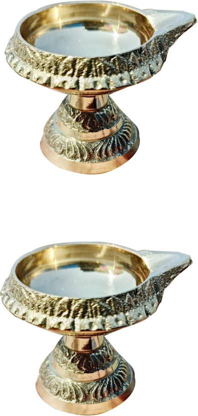 Craft World Deepak Diya With Stand Oil Lamp For Puja Diwali Dipa( H-1.5 ...